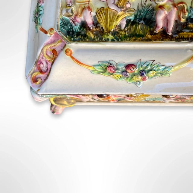 1910s Italian Capodimonte Porcelain Footed Box | Chairish