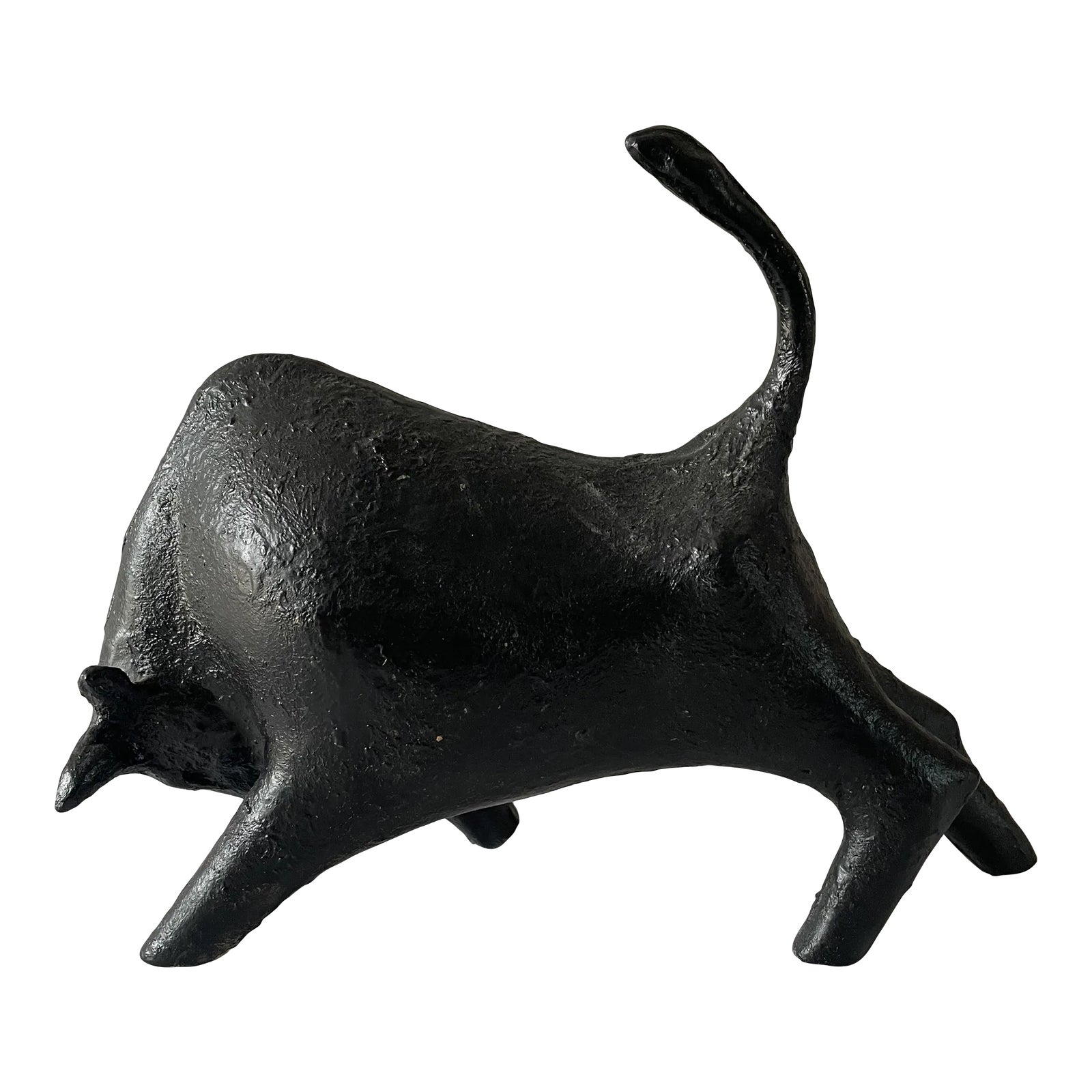 Iron Japanese Mid-Century Fighting Bull Market Sculpture | Chairish