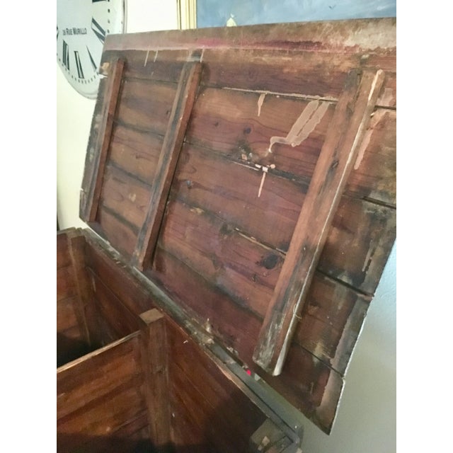 Rustic Red Paint Divided Storage Trunk | Chairish