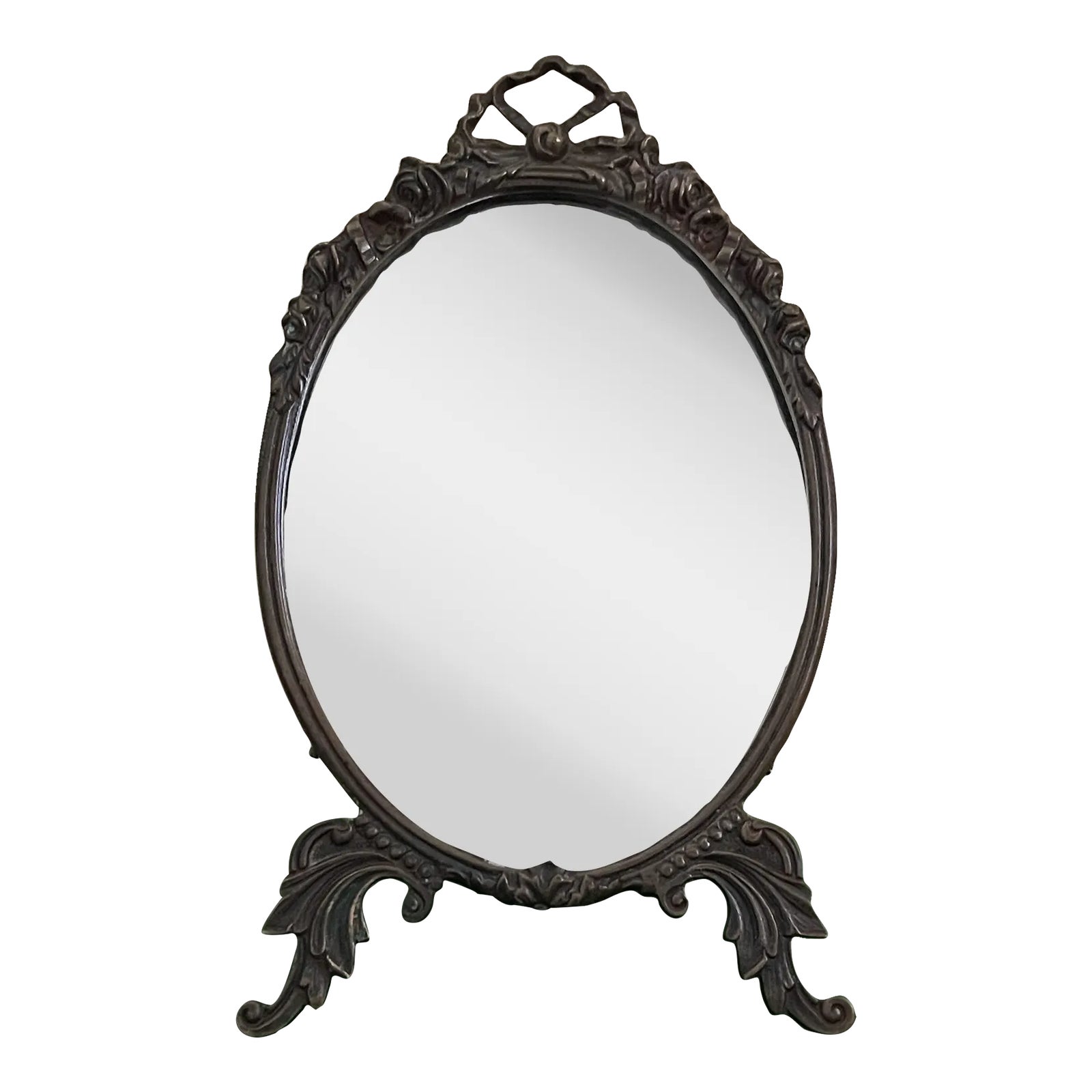 Antique Victorian Table Mirror Oval Shape With Ornate Brass Carving ...