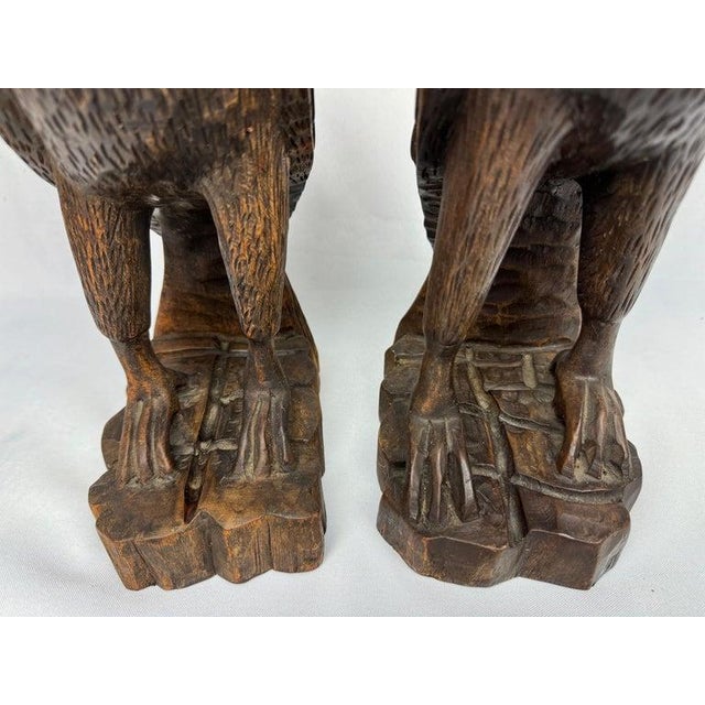 Pair of Carved Wood Falcons | Chairish