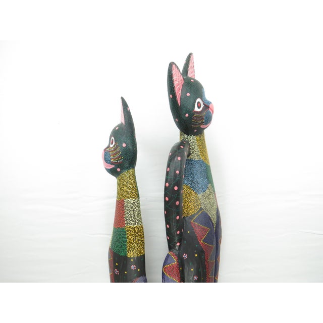Vintage Large Balinese Hand Carved and Hand Painted Wooden Cat ...