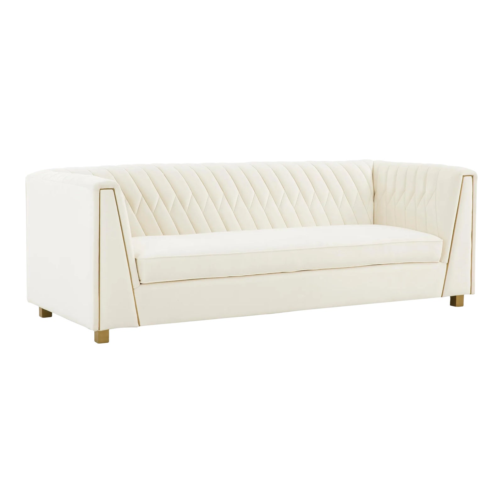 Wafa Cream Velvet Sofa | Chairish
