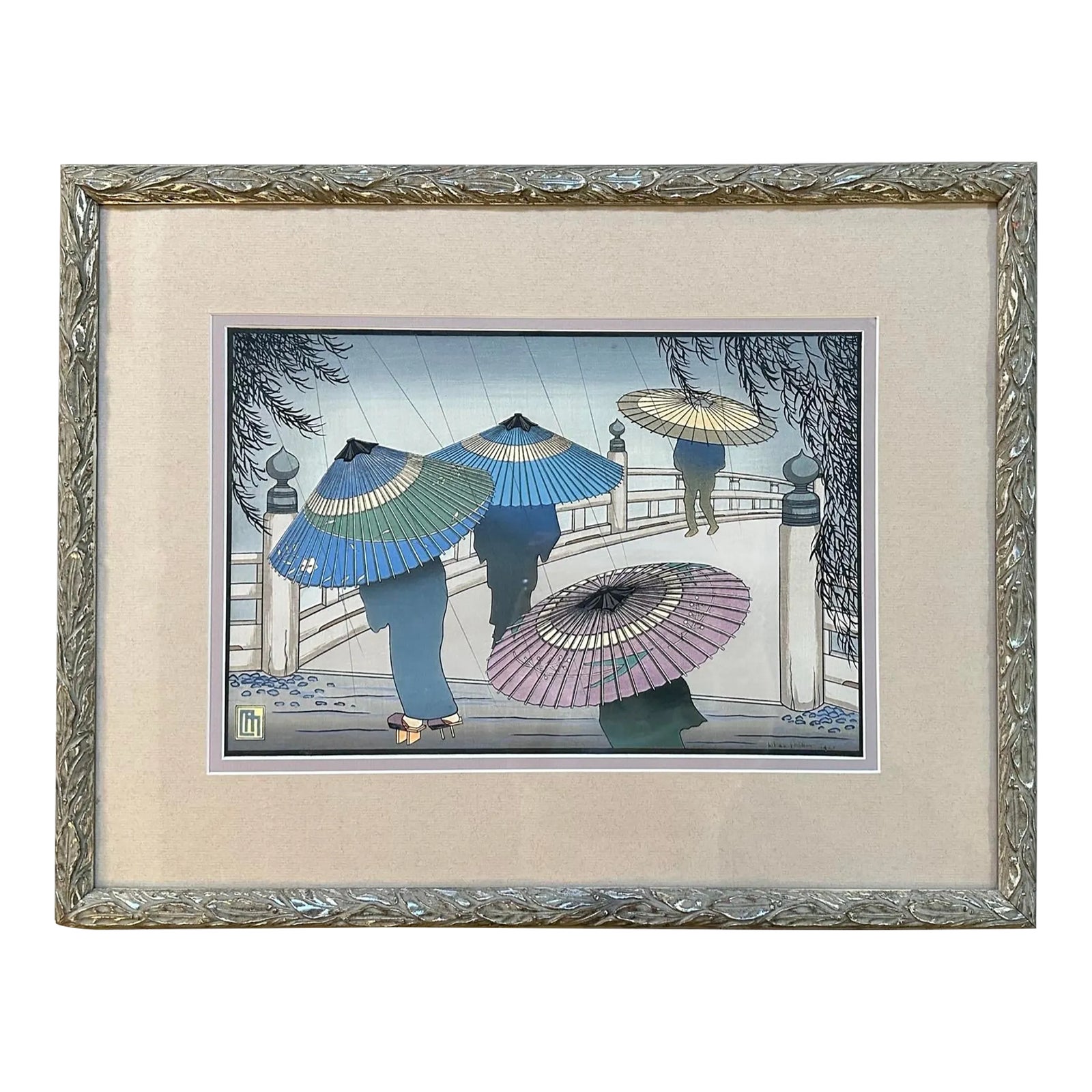 Lilian May Miller, “Rain Blossoms,” Color Woodblock, 1928, Framed ...