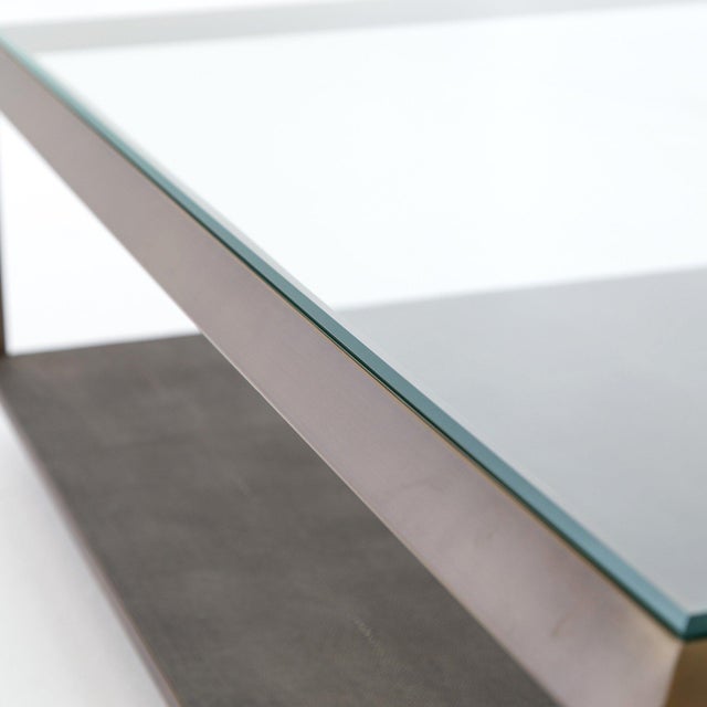 Shagreen Shadow Box Coffee Table - Tempered Glass | Chairish