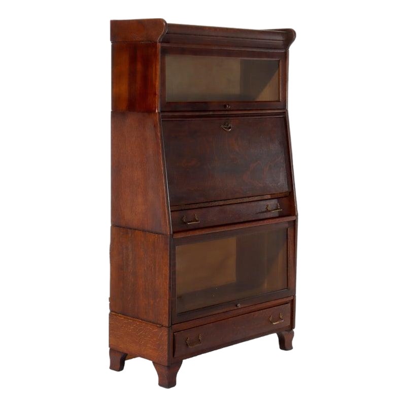 Antique Globe Wernicke School 3 Stack Drop Front Barrister Bookcase ...
