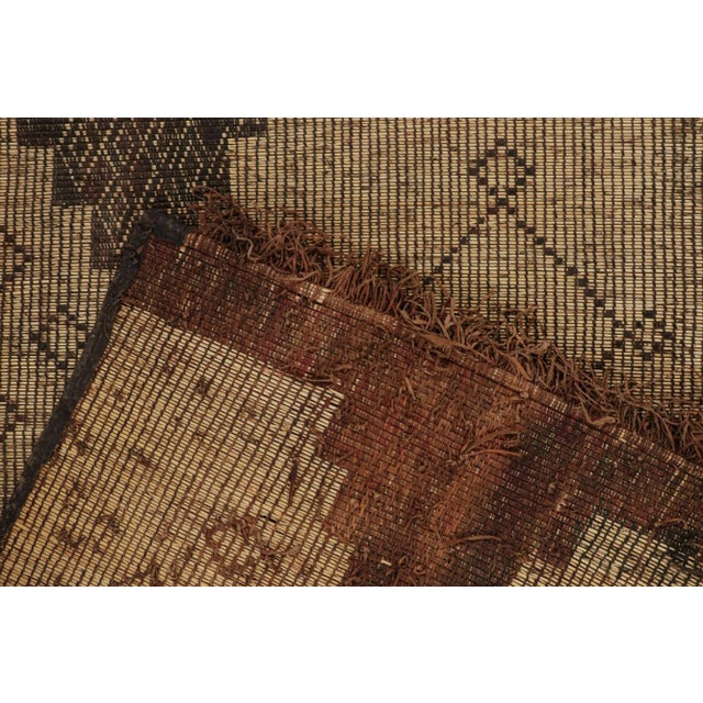 Vintage Moroccan Tuareg Mat in Beige & Brown Geometric Pattern, From ...