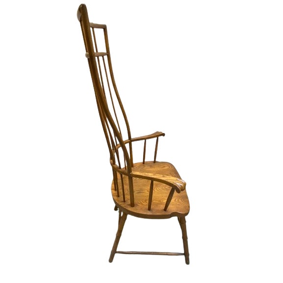 1960s Natural Wood Vintage High Back Windsor Chair | Chairish