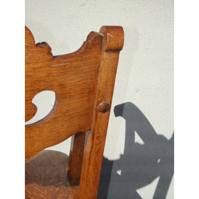 Vintage French Country Brown Oak Carved Arm Chair by Eldredge Co ...