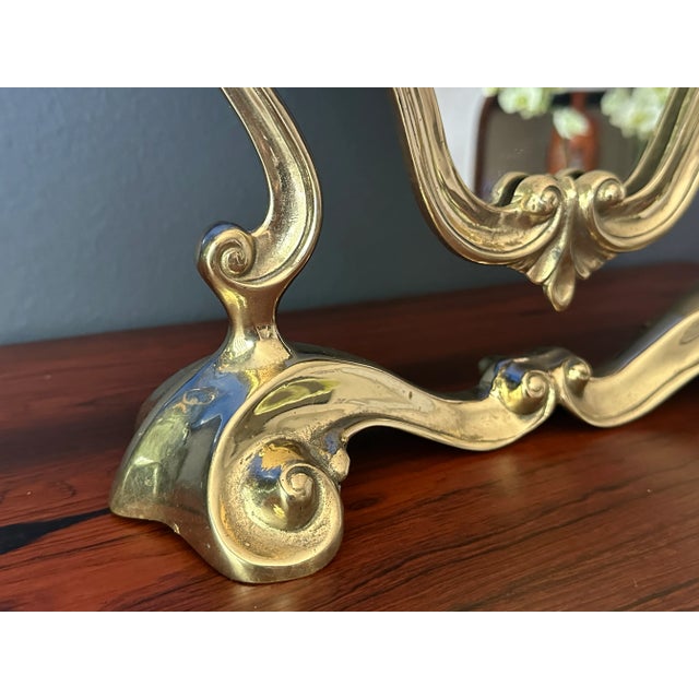 1970s Rococo Brass Vanity Mirror | Chairish