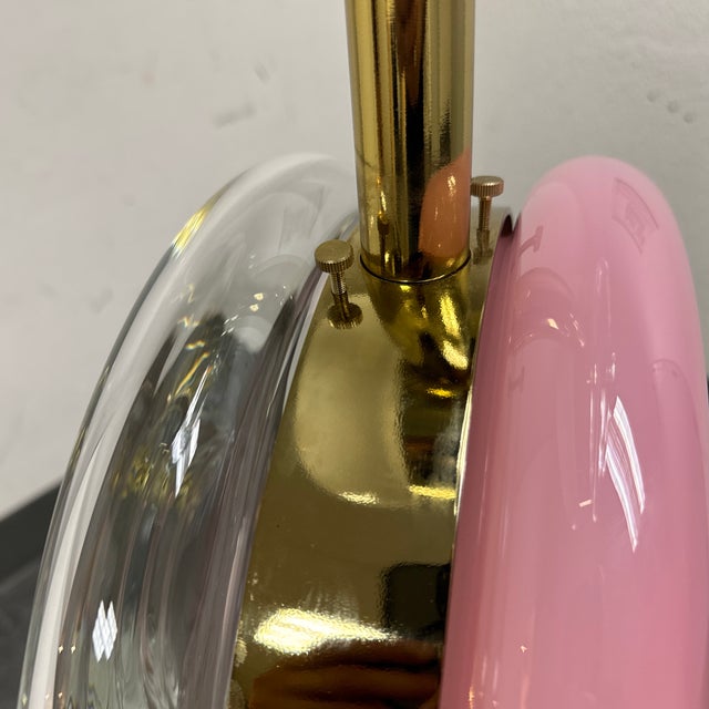 Bomma Orbital Venus Pink Polaris White With Brass Floor Lamp | Chairish