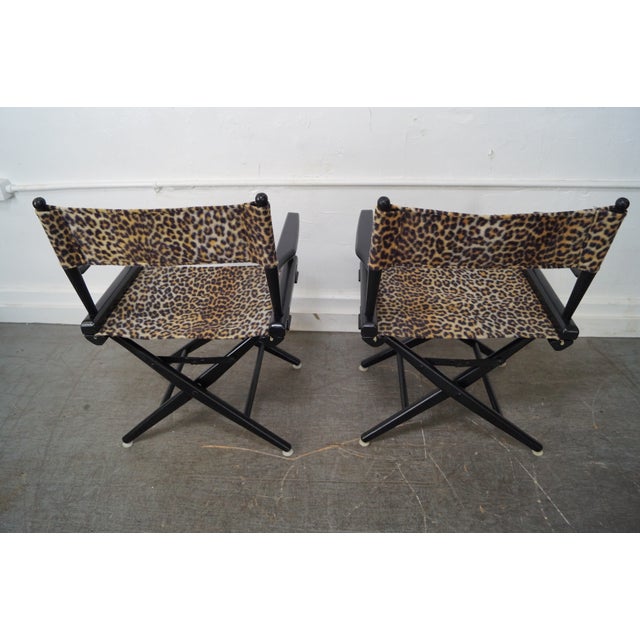 Mid-Century Leopard Print Folding Directors Chairs - Pair | Chairish