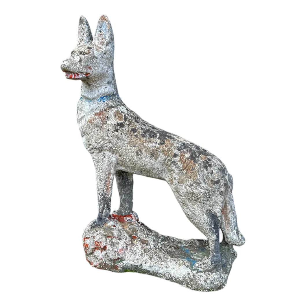 Concrete Stone Shepard Garden Dog Ornament Sculpture, 1950s | Chairish