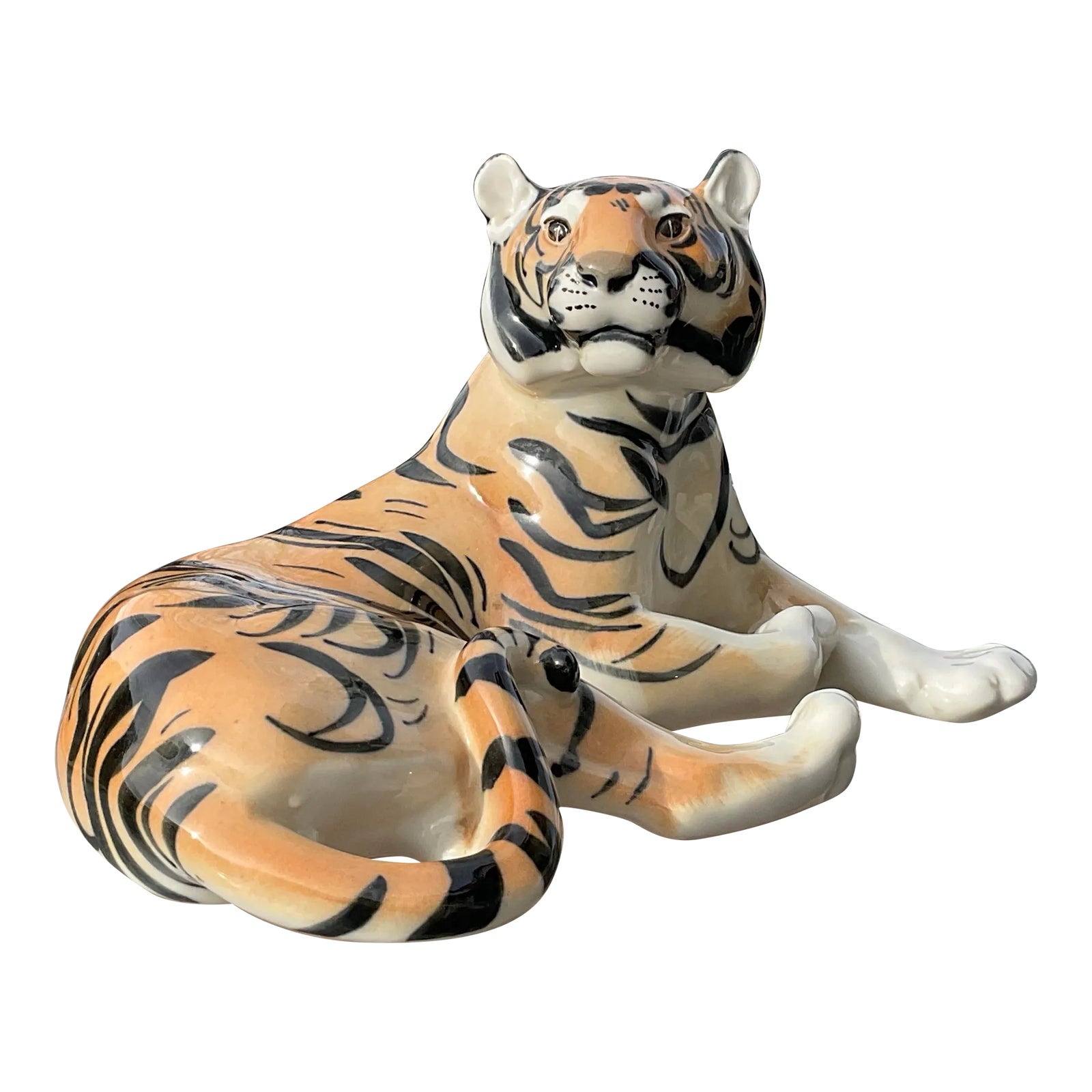 Mid 20th Century Lomonosov Porcelain Tiger | Chairish