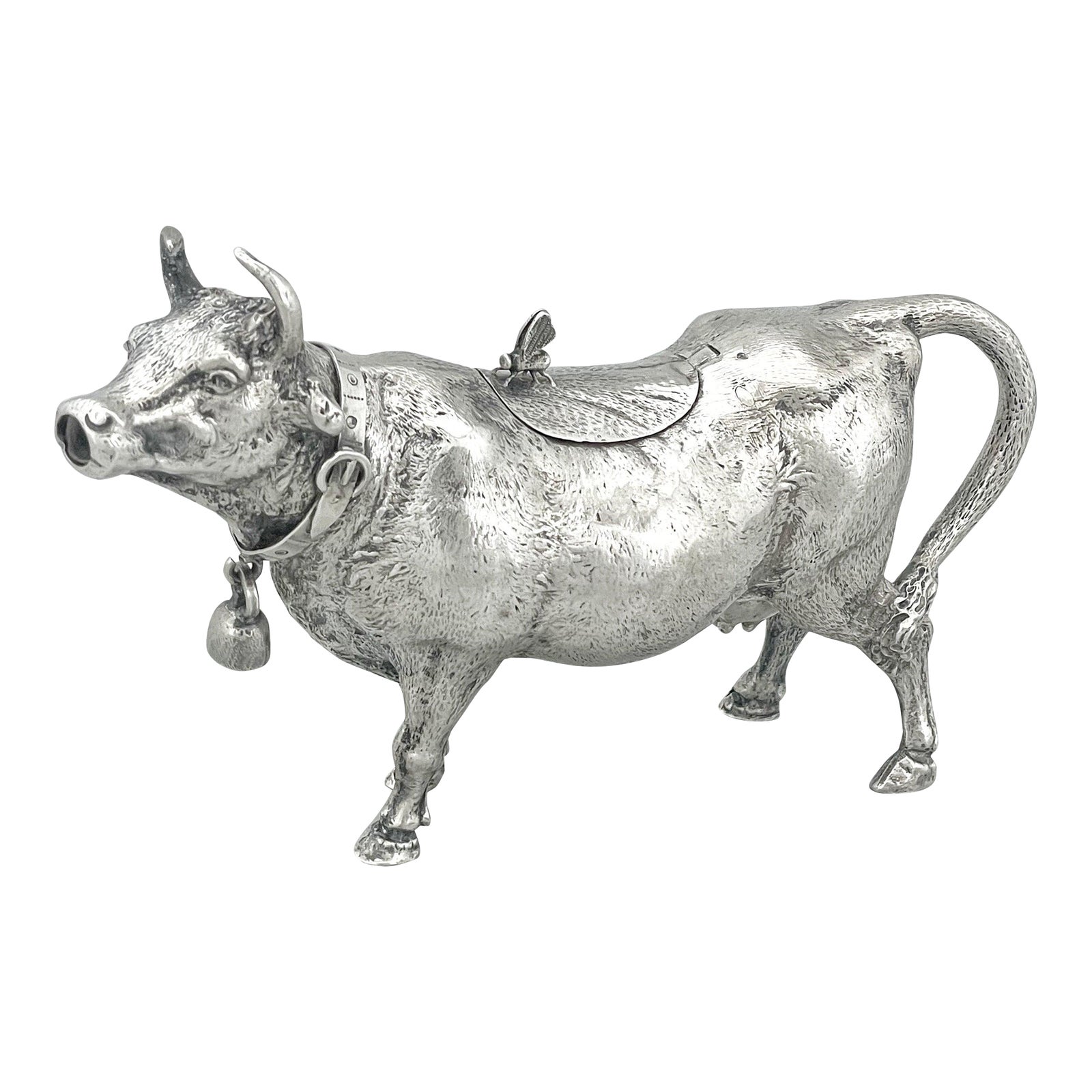 German 800/1000 Solid Silver Cow Creamer, Circa 1900 | Chairish