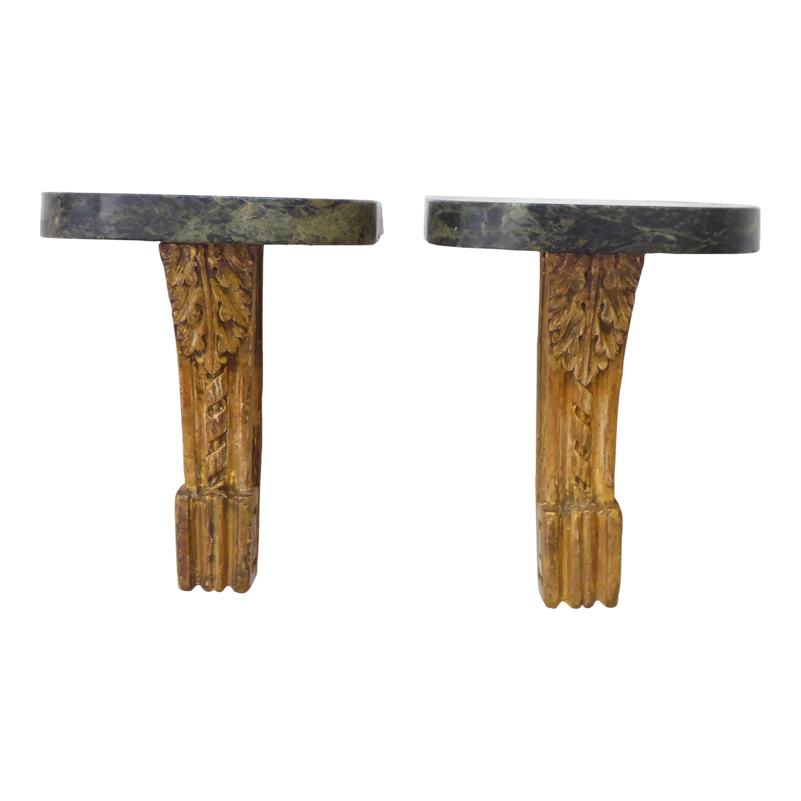 Antique Giltwood & Marble Brackets - A Pair | Chairish