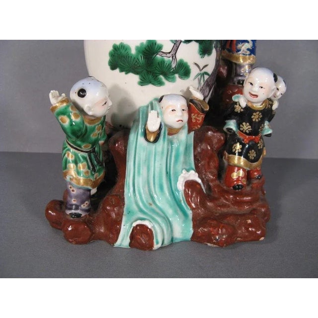 Antique Far Eastern Style Porcelain Vase Lamp With Child Motif | Chairish