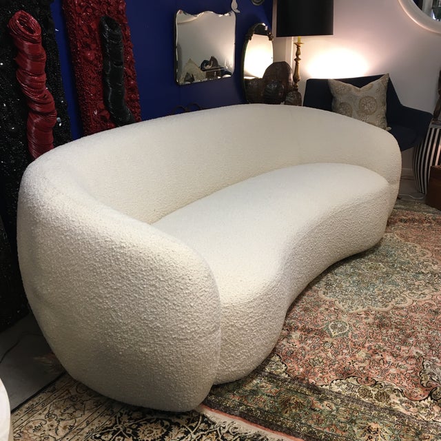 Cream Tuxedo Curved Boucle Sofa | Chairish