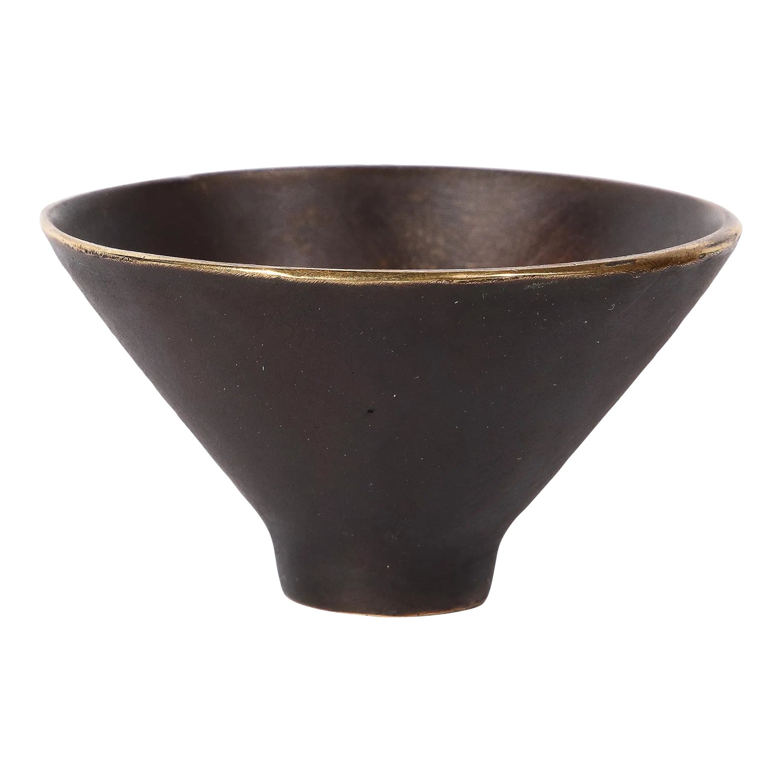 Mid-Century Modernist Patinated Brass Conical Dish Signed Carl Aubock ...
