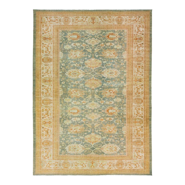Light Blue Persian Wool Rug Vinatge From the 1940's With a Floral ...