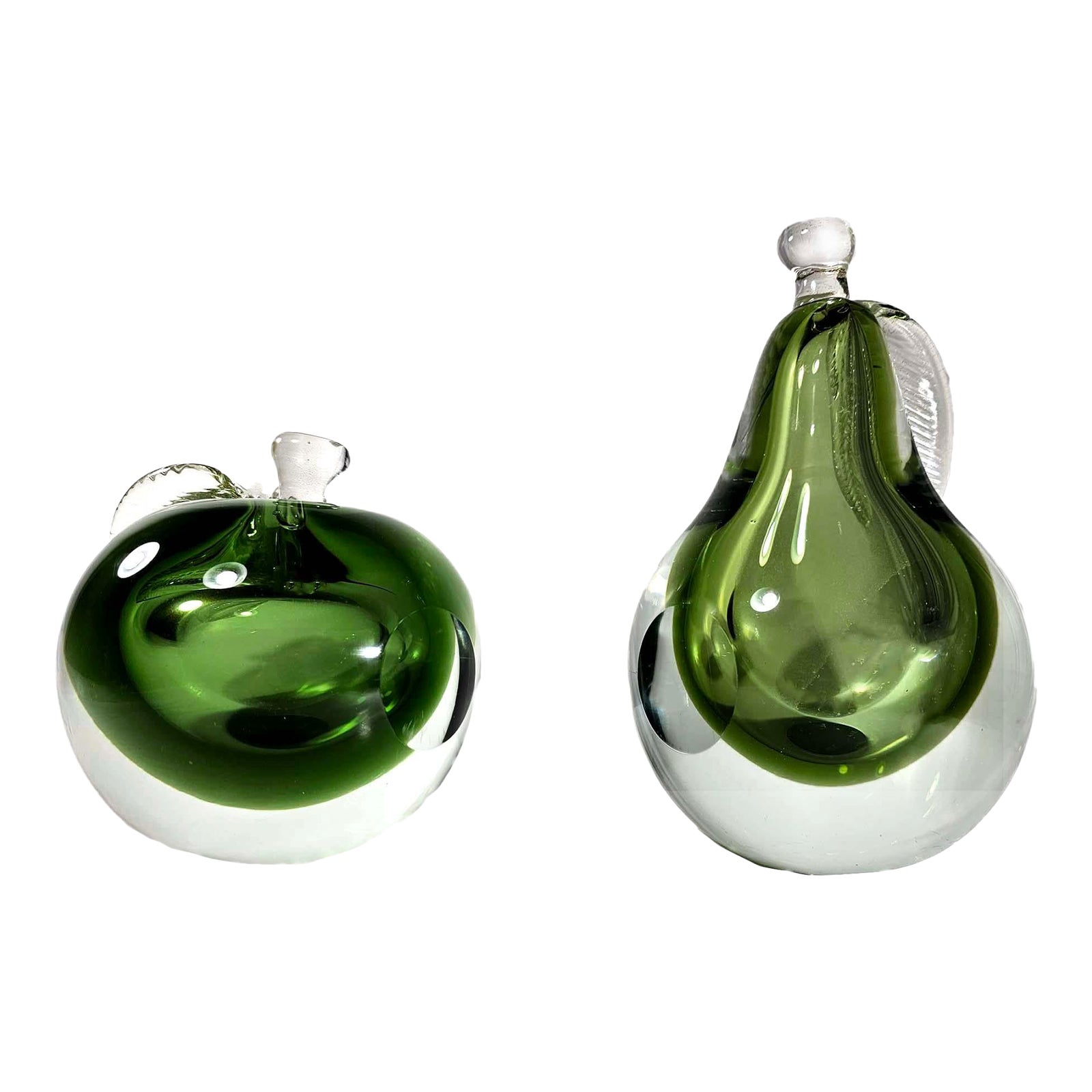 Late 20th Century Hand Blown Murano Style Apple and Pear Bookends ...
