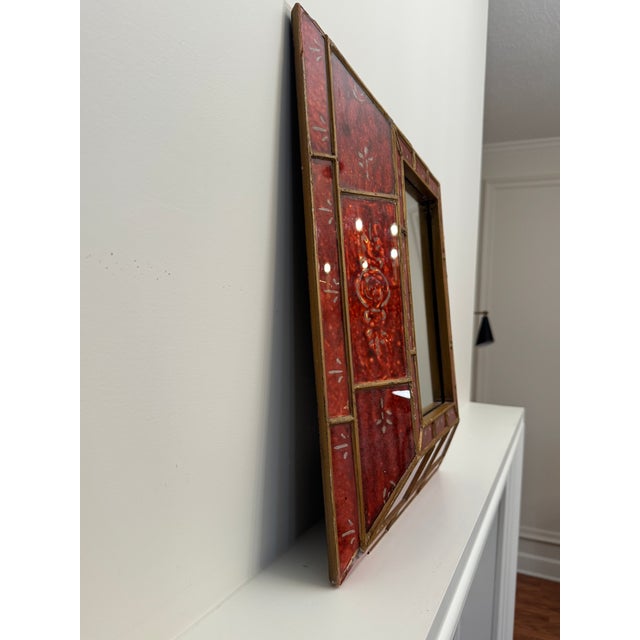 Vintage Spanish Revival Old World Oxblood Red & Gold Wall Mirror | Chairish