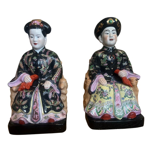 Extra Large Antique Chinese Emperor and Empress Porcelain Figurines ...