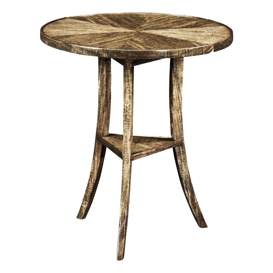 French Country Round End Table - Medium Brown | Chairish