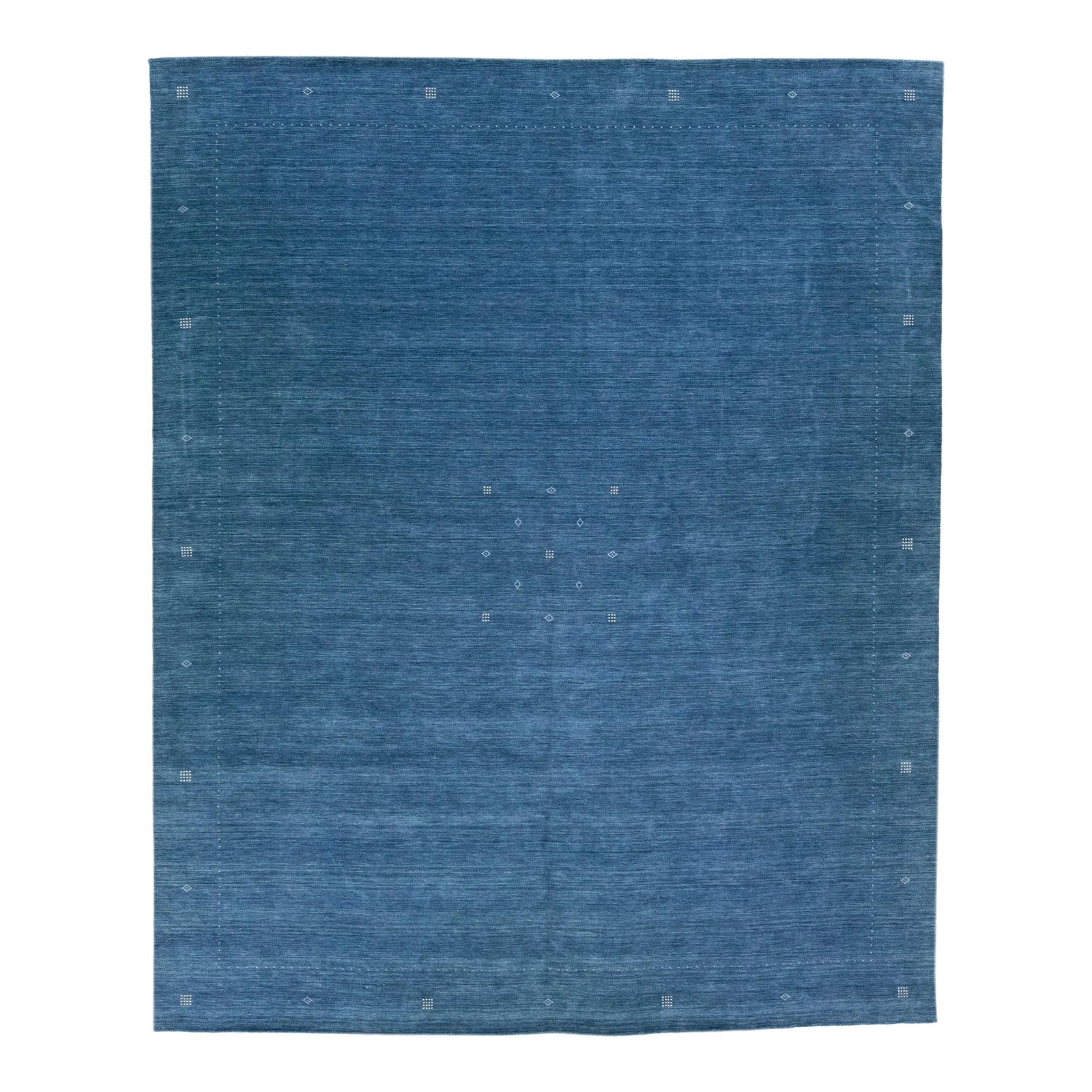 Blue Modern Gabbeh Handmade Minimalist Wool Rug | Chairish