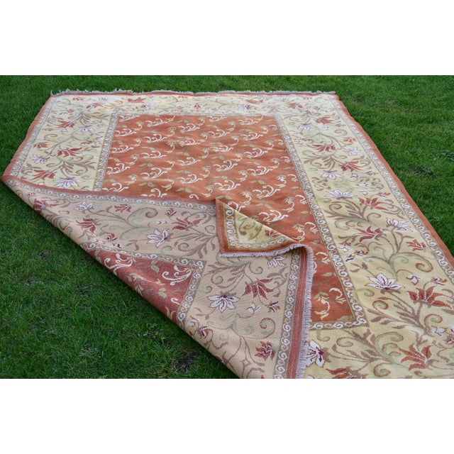 1970s Turkish Handmade Oriental Design Vintage Oushak Wool Area Rug 7x8 ...