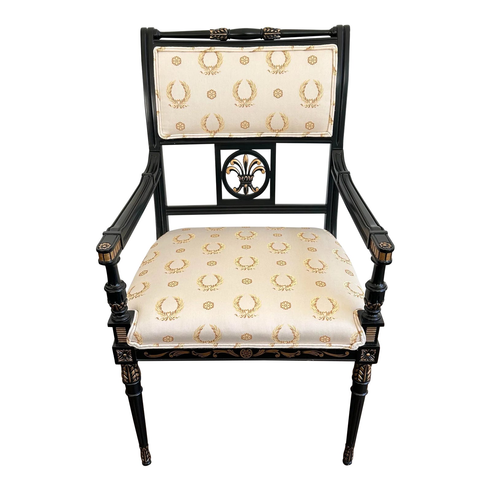 Kindel Furniture Black With Gold Forum Chair | Chairish