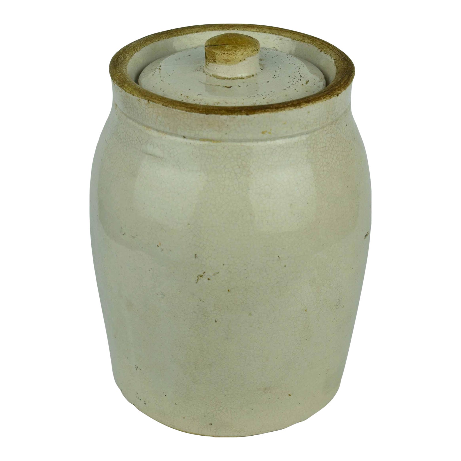 Antique Early 20th Century American Stoneware Pickle Crock With Lid ...
