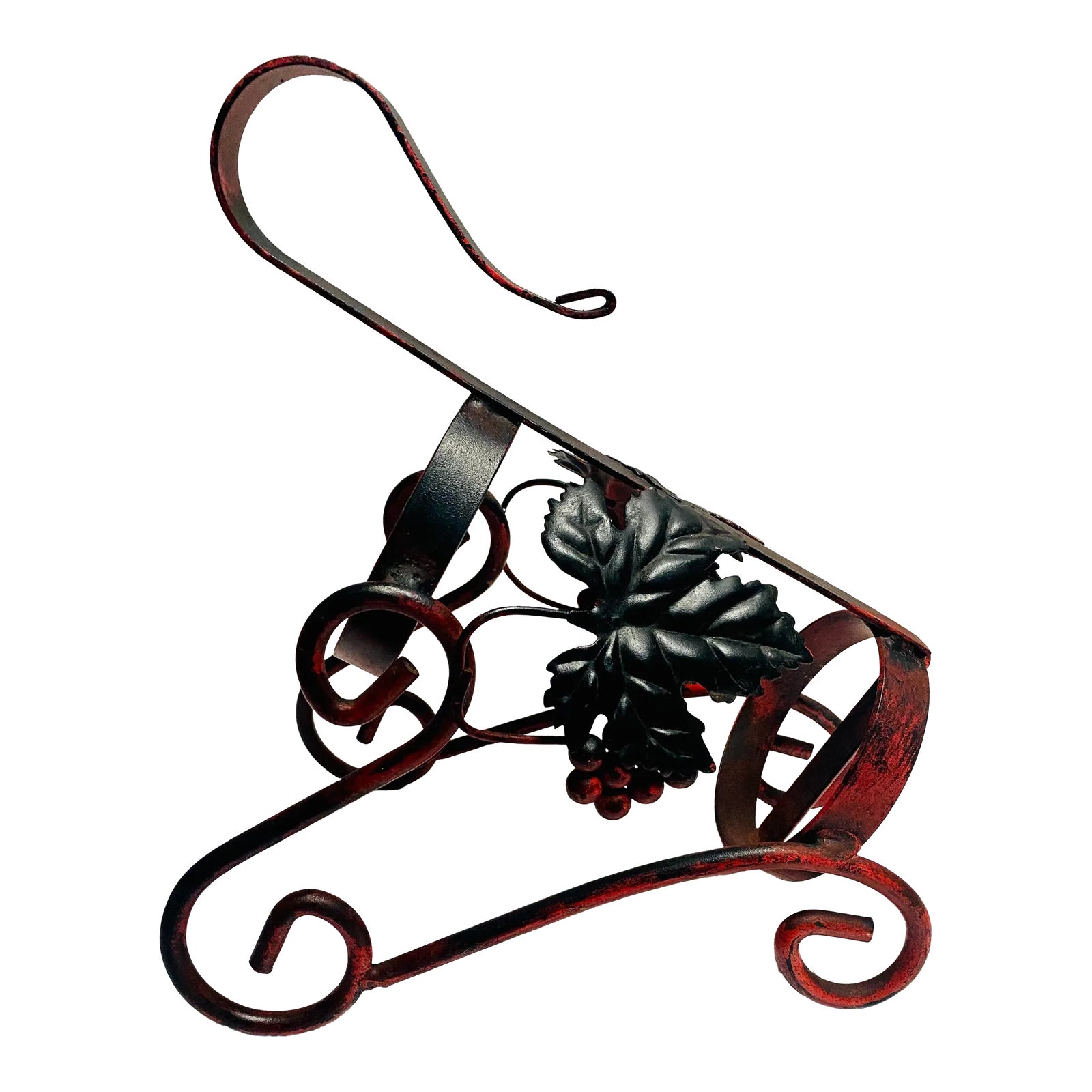 Vintage Mid Century Iron Grapes and Leaves Wine Bottle Holder #1 | Chairish