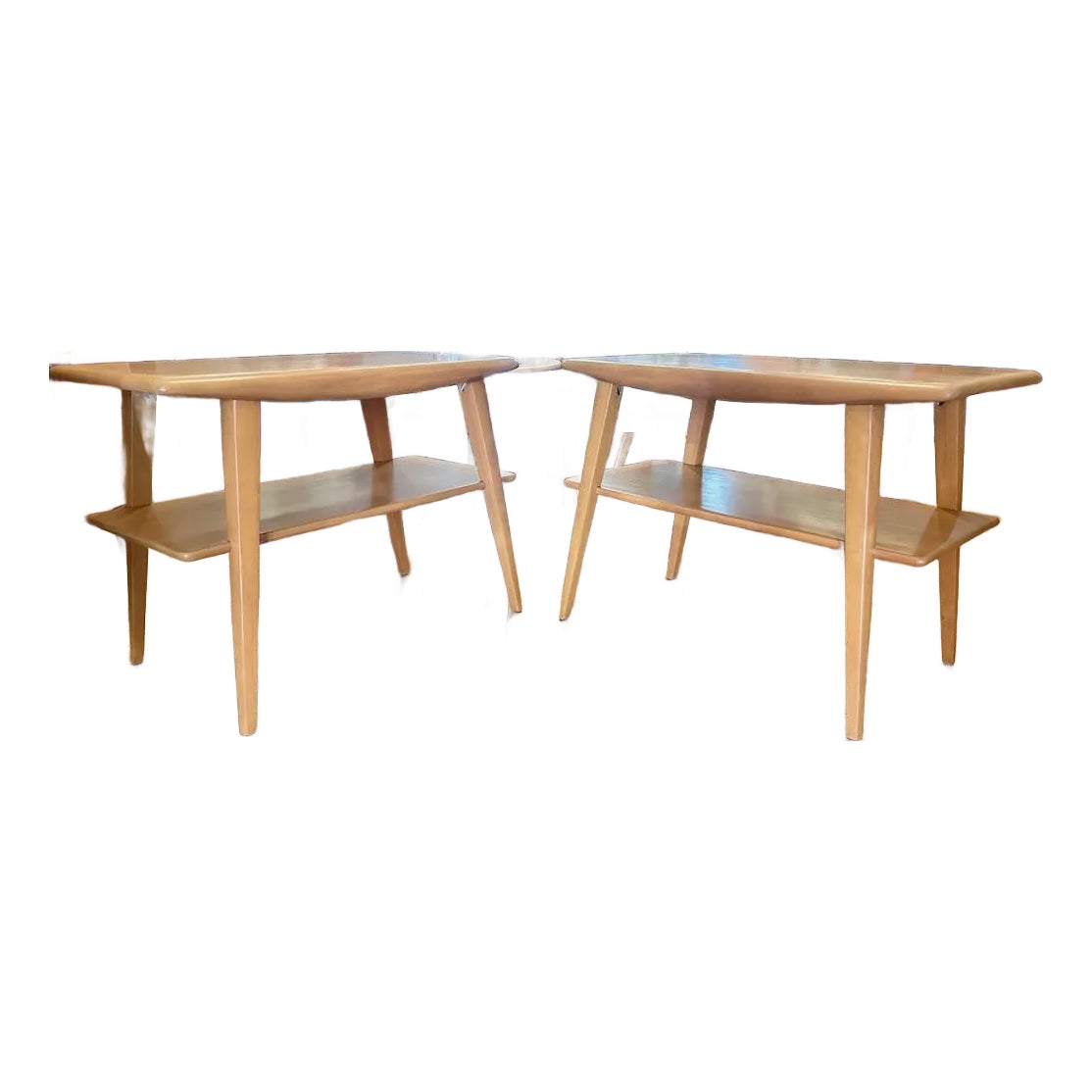 Pair of Restored Heywood Wakefield End Tables - Champagne | Chairish