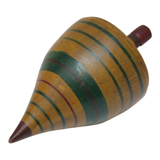Antique Folk Art Painted Spinning Top Toy | Chairish