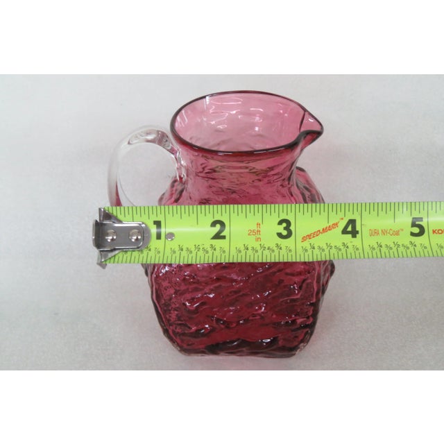 Pilgrim Glass Cranberry Pink Pebbled Rippled Small Pitcher | Chairish
