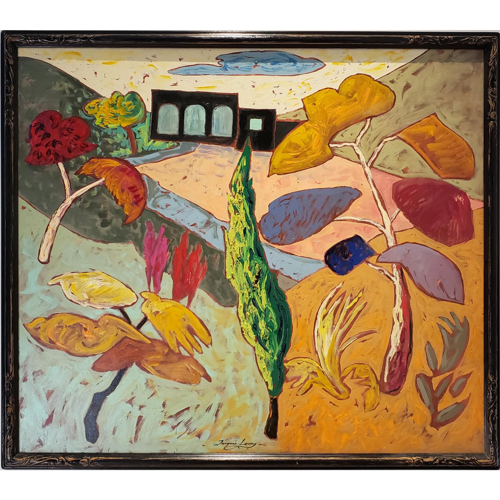 Bright Surreal Landscape Black House With Dancing Plants by Artist ...