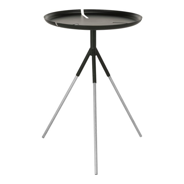 Tri Leg Contemporary Side Table, Matte Black | Chairish