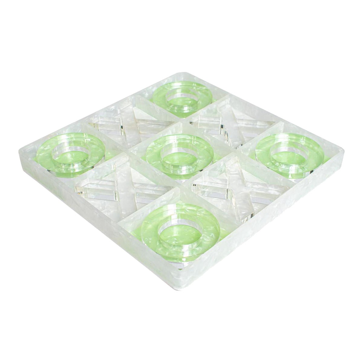 Acrylic Tic Tac Toe Game Set - Marble | Chairish