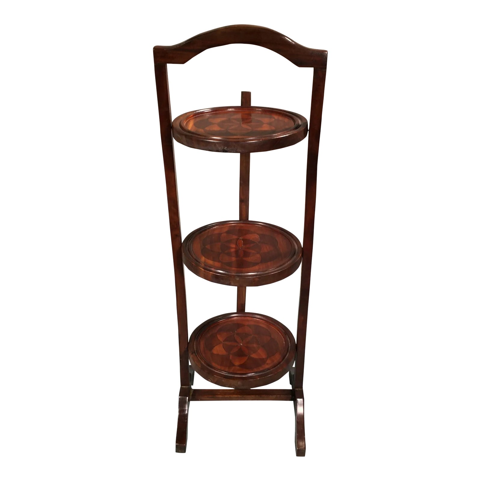A Vintage Edwardian Inlaid Three-Tired Muffin Stand | Chairish