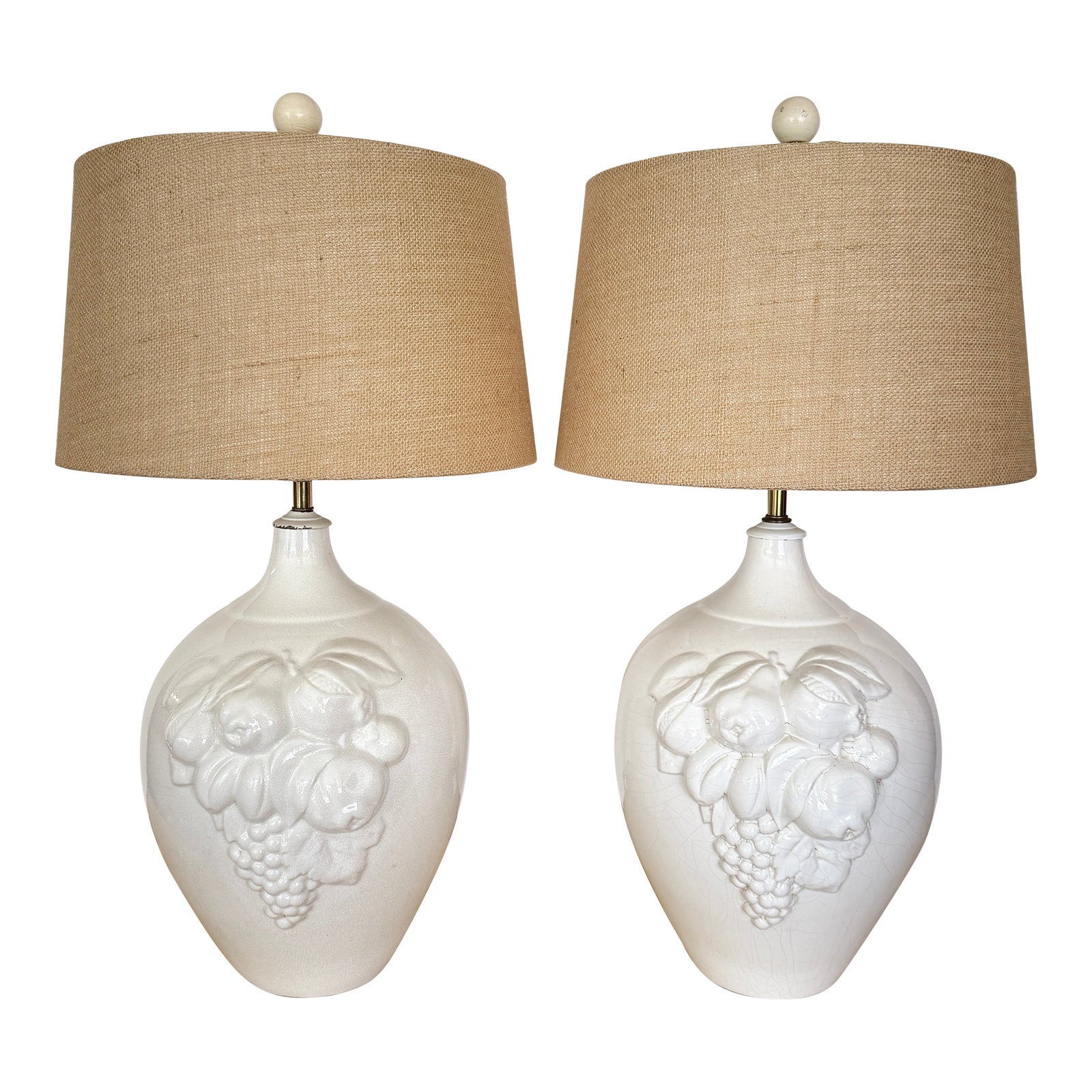 Italian Bottle Shaped Fruit Relief Ceramic Table Lamps From 80's/a Pair ...