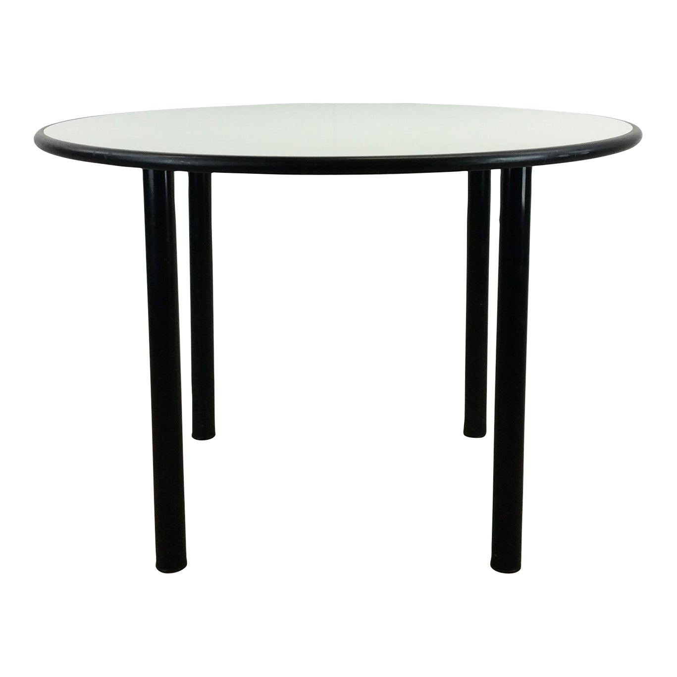 Vintage White and Black Round Ikea Kitchen Table | Chairish