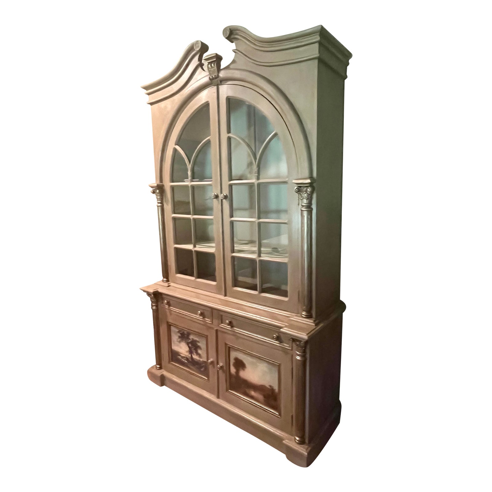 1990s Vintage Handpainted Pine Cabinet | Chairish