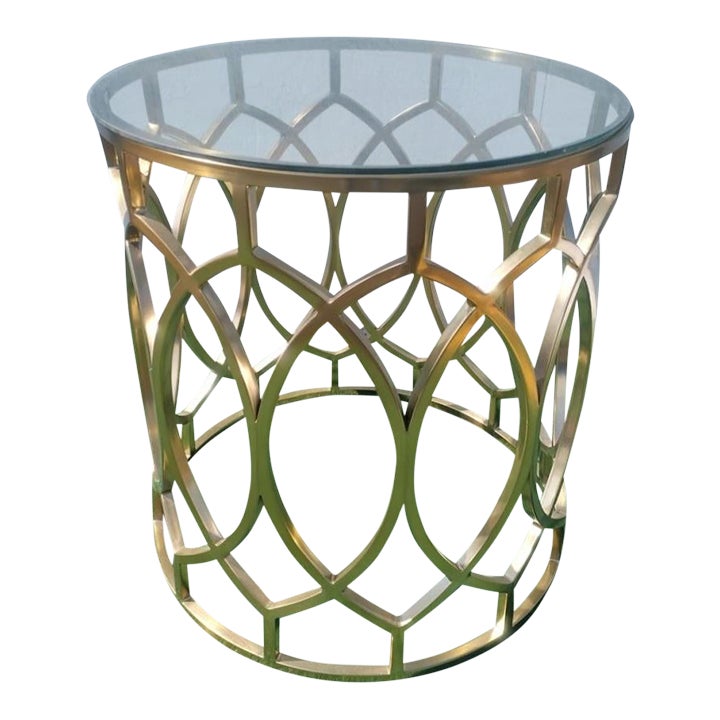 Elegant Metal Open Diamond Design Round Dining Room Table Foyer Base ...