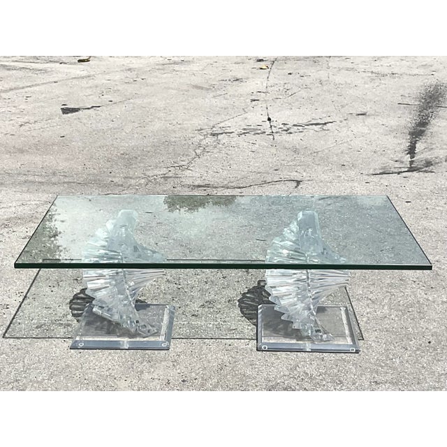 Vintage Contemporary Twisted Lucite Coffee Table | Chairish