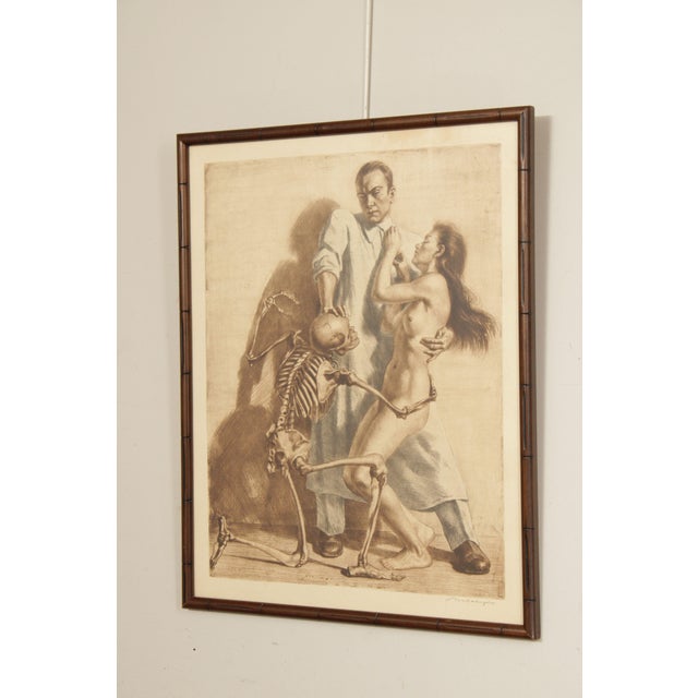 Art Deco "Physician Struggling with Death" Etching, After Ivo Saliger ...