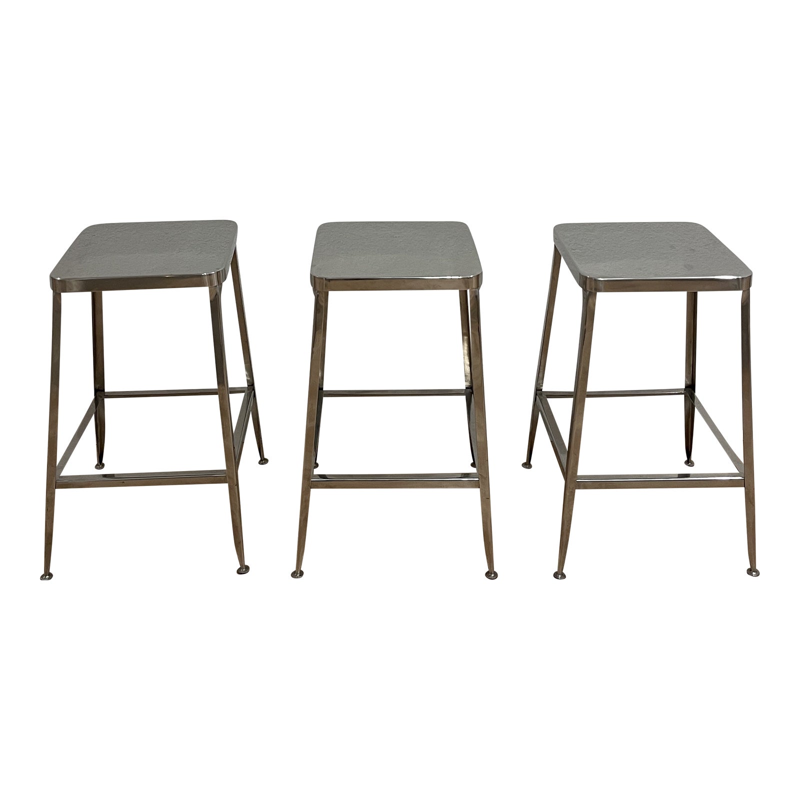 Cb2 Flint Steel Bar Stools - Set of 3 | Chairish