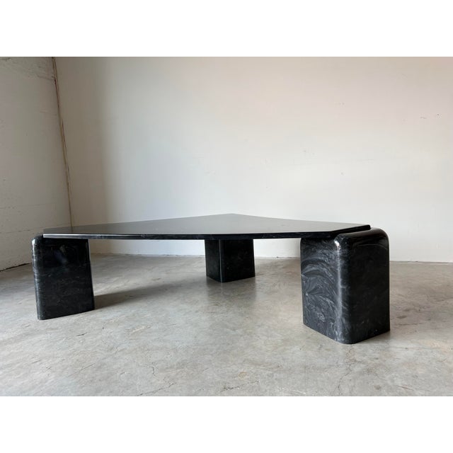 Postmodern Faux - Black and White Marble Triangular Coffee Table | Chairish