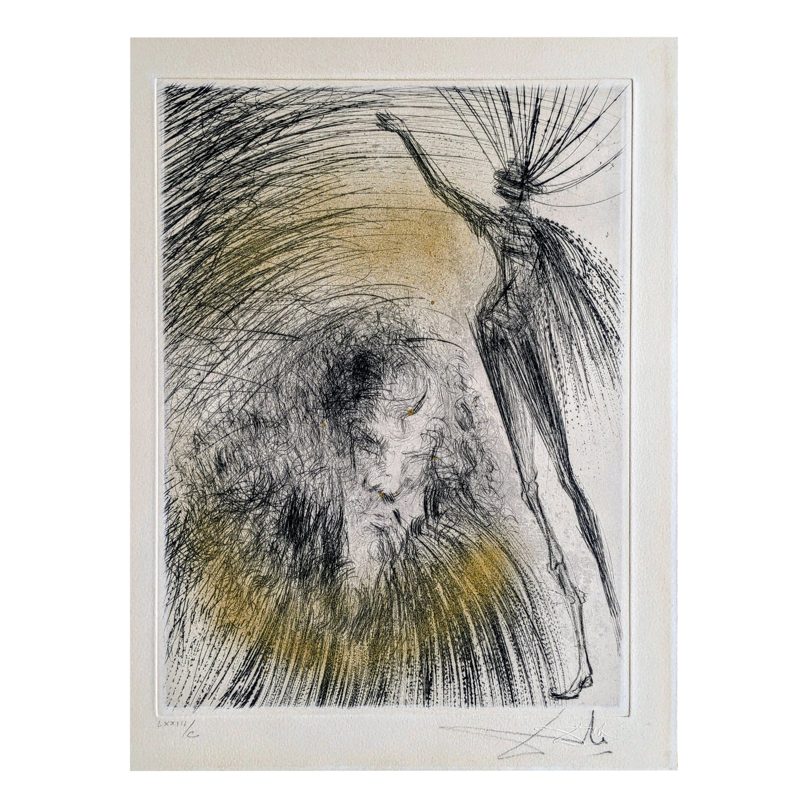 Salvador Dali, Old Faust, Hand-Signed Etching with Gold, 1969 | Chairish