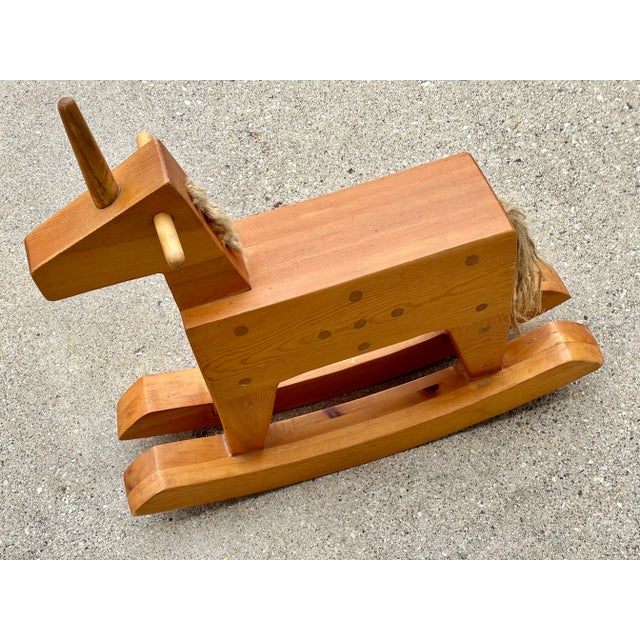 Vintage Scandinavian Wooden Unicorn Rocking Horse | Chairish